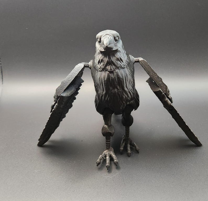 Realistic 3D Printed Articulated Raven 3D Printed Poseable Crow ...