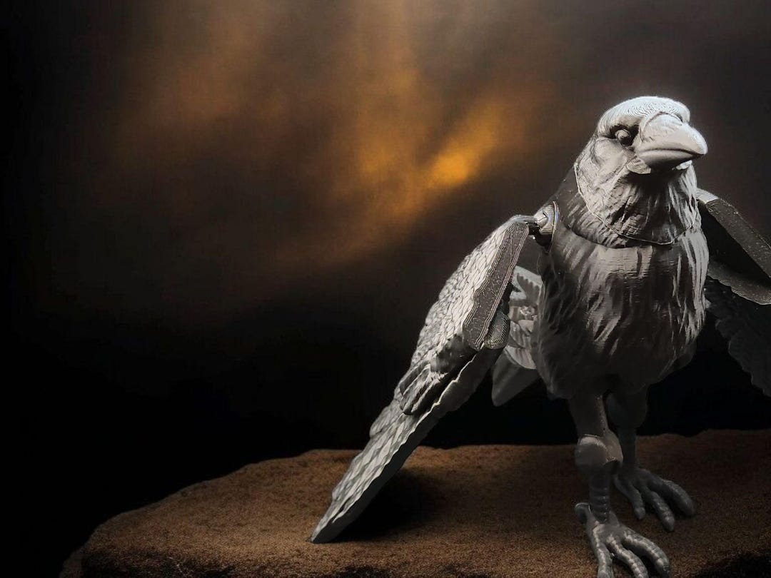 Realistic 3D Printed Articulated Raven 3D Printed Poseable Crow ...