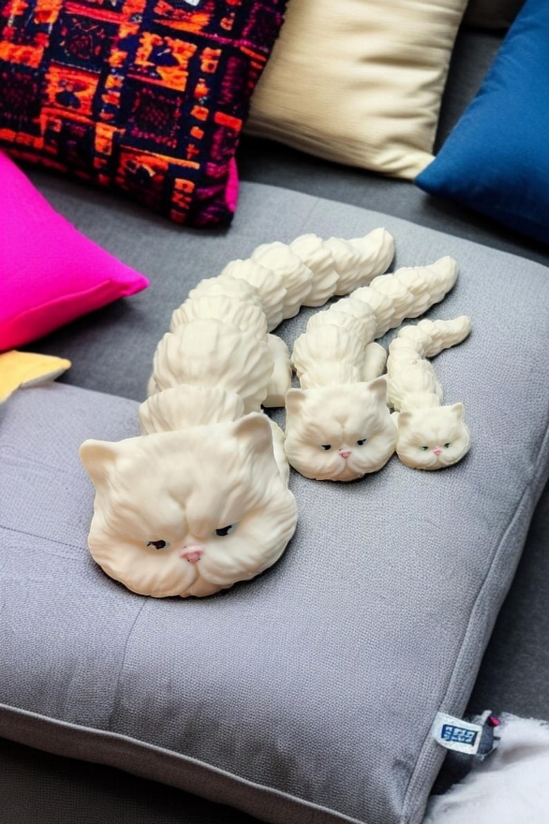3D Printed Articulated Cat Figurine – Poseable Flexi Cats in Multiple ...