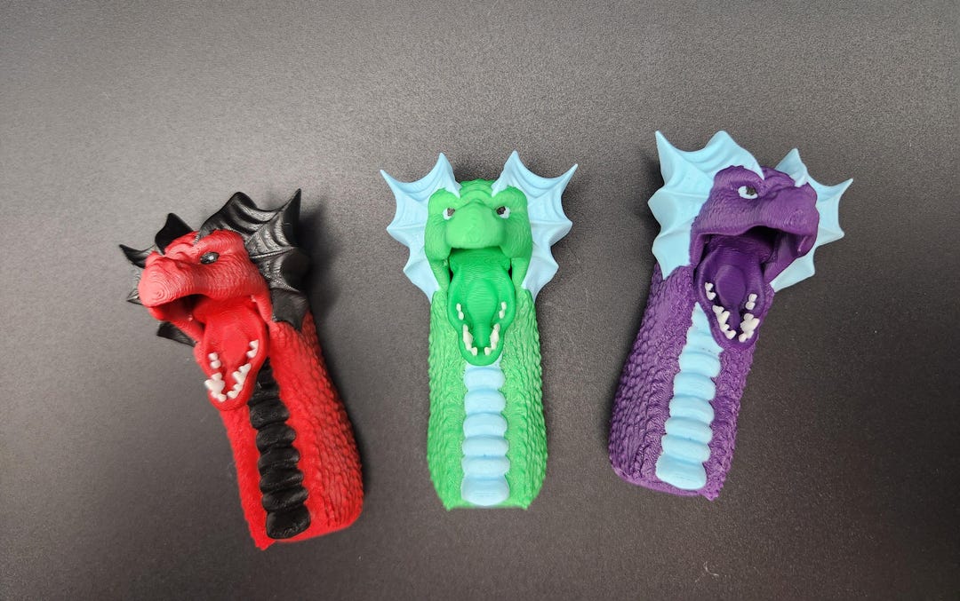 3D Printed Dragon Finger Puppet – Movable Jaw Fantasy Toy, Interactive ...