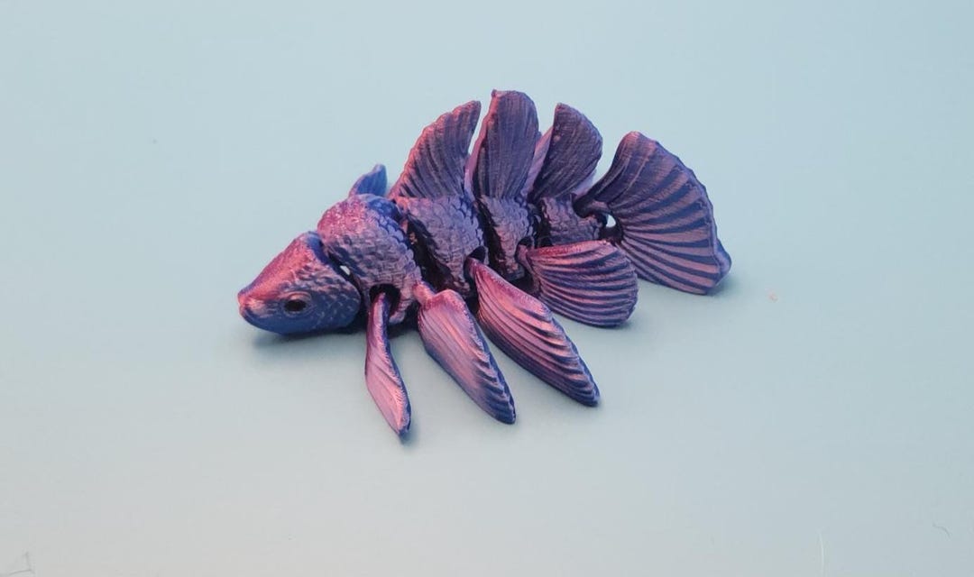 3D Printed Articulated Betta Fish Toy Movable Fidget Decor | Pink ...