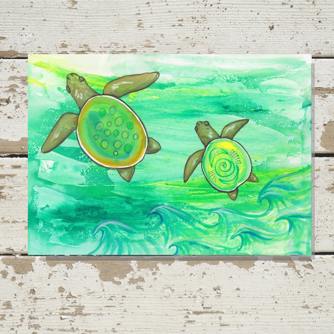 Printable Art Turtles in Green - Etsy