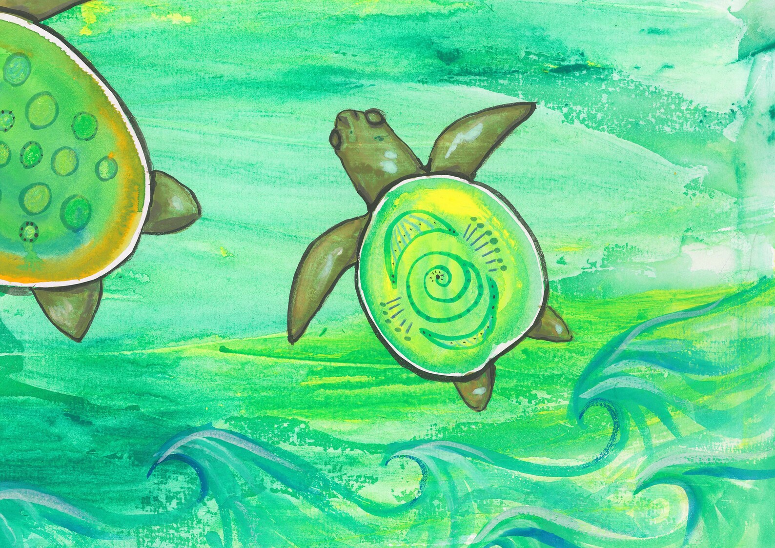 Printable Art Turtles in Green - Etsy