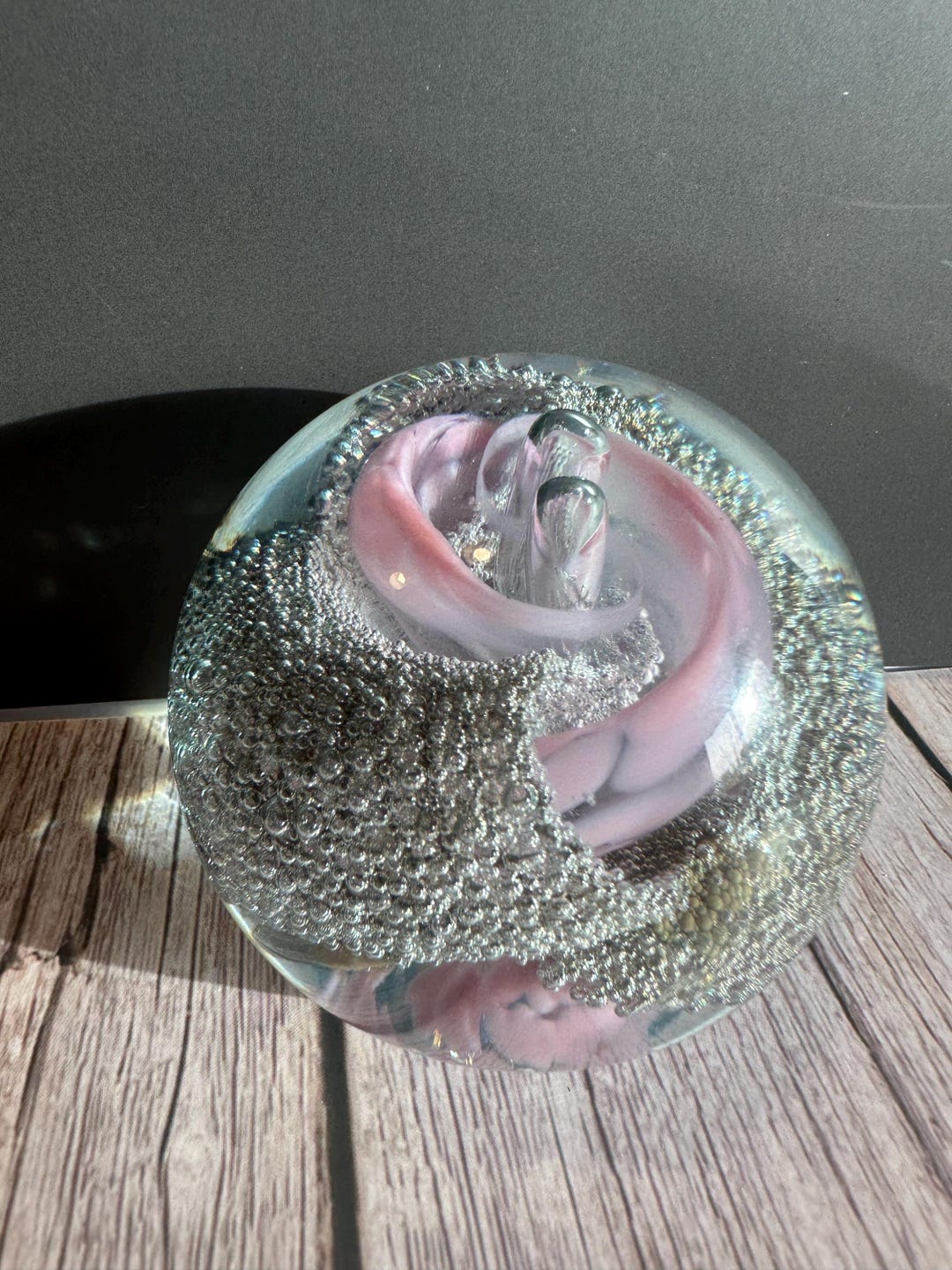 Vintage Canadian Pat Stanley Pink Art Glass Sphere Paperweight ...