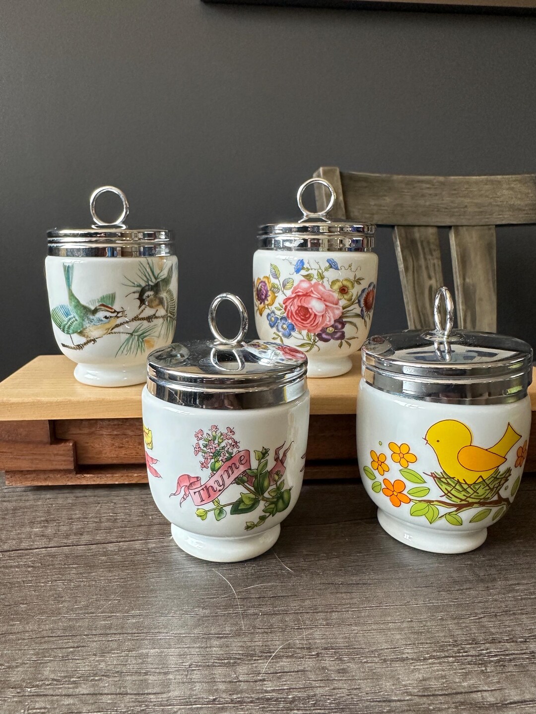 Vintage Egg Coddlers – Royal Worcester Floral & Bird Designs + Mid ...