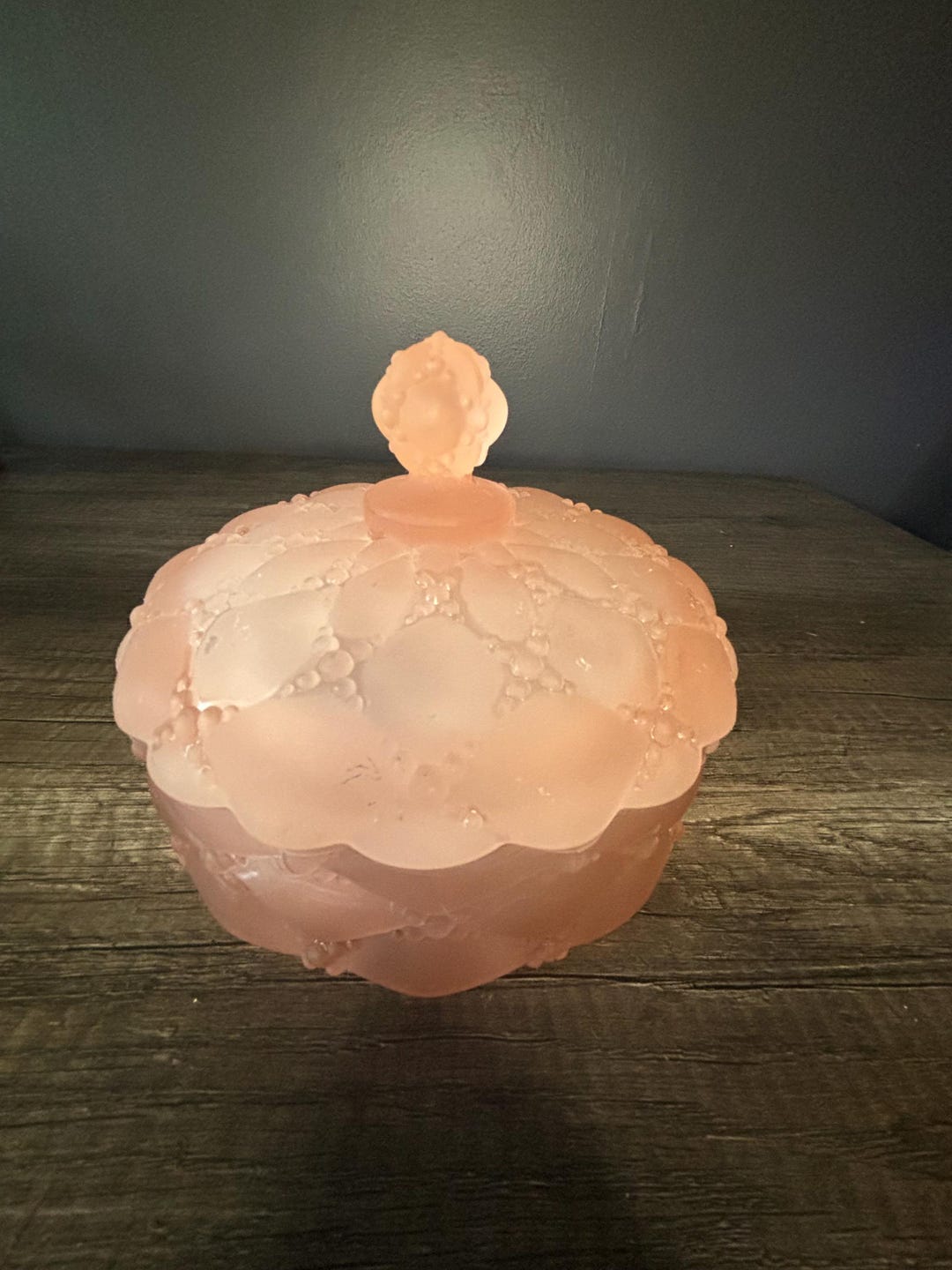 Vintage Hollywood Glam Fenton Satin Glass Pink Powder Container Large ...