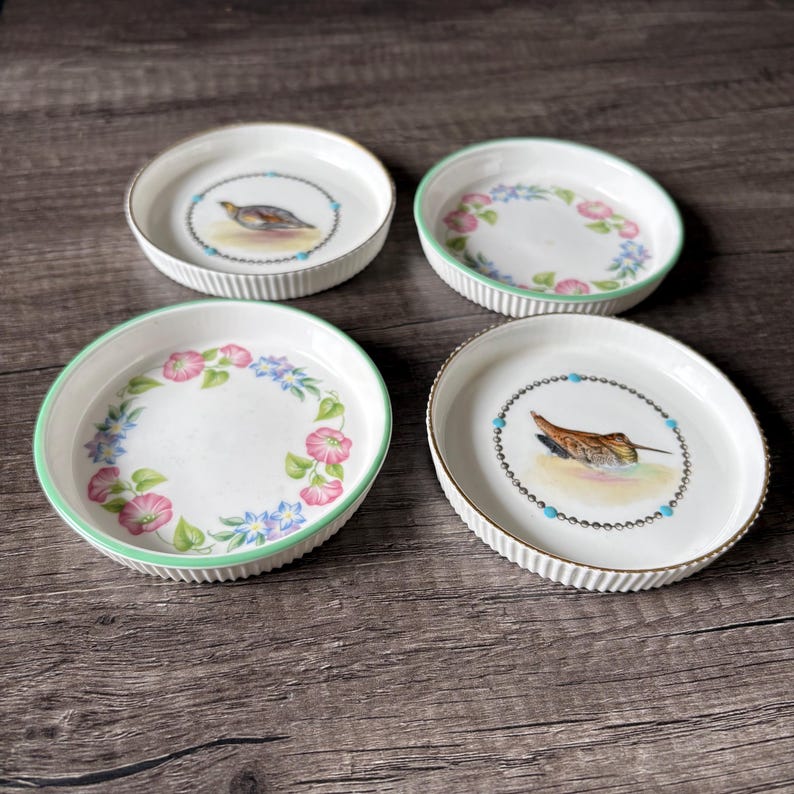 Vintage Royal Worcester Fine Bone China Game Bird & Floral Trinket ...