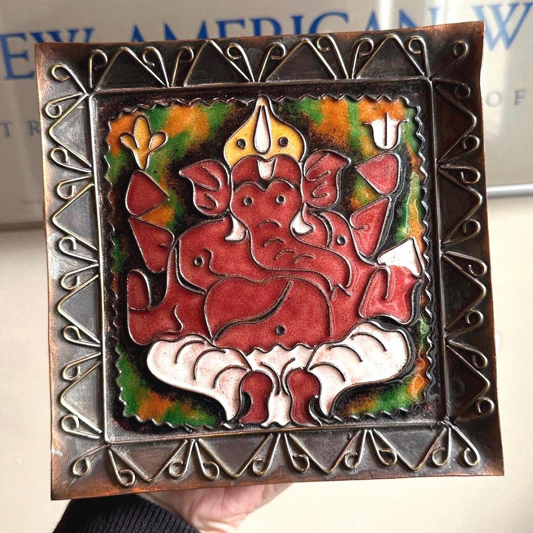 Ganesha Metal Wall Art With Enamel Detailing – 10” Spiritual Home Décor ...