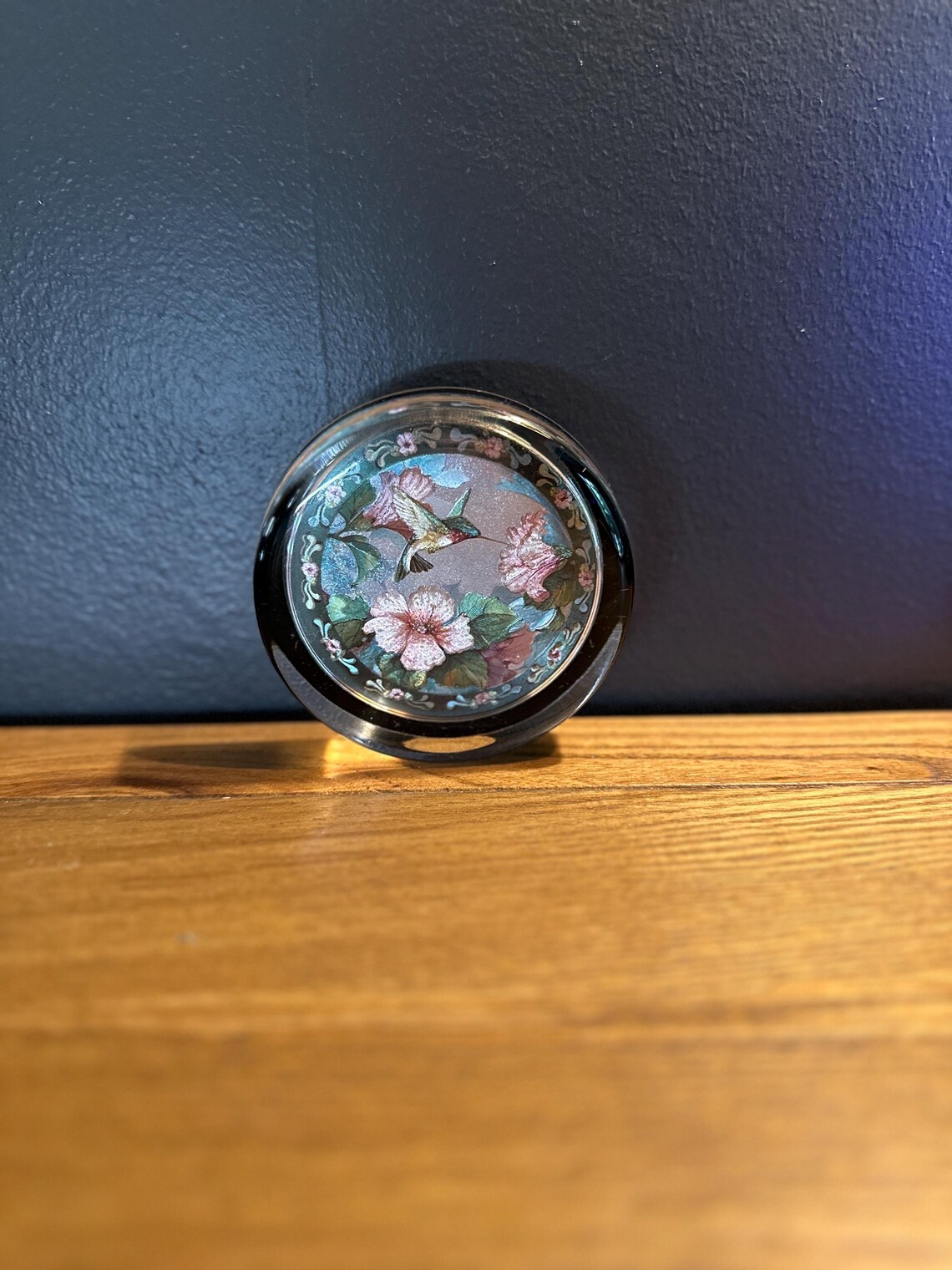 Vintage 1994 Glass Paperweight With Hummingbird and Flower Design ...