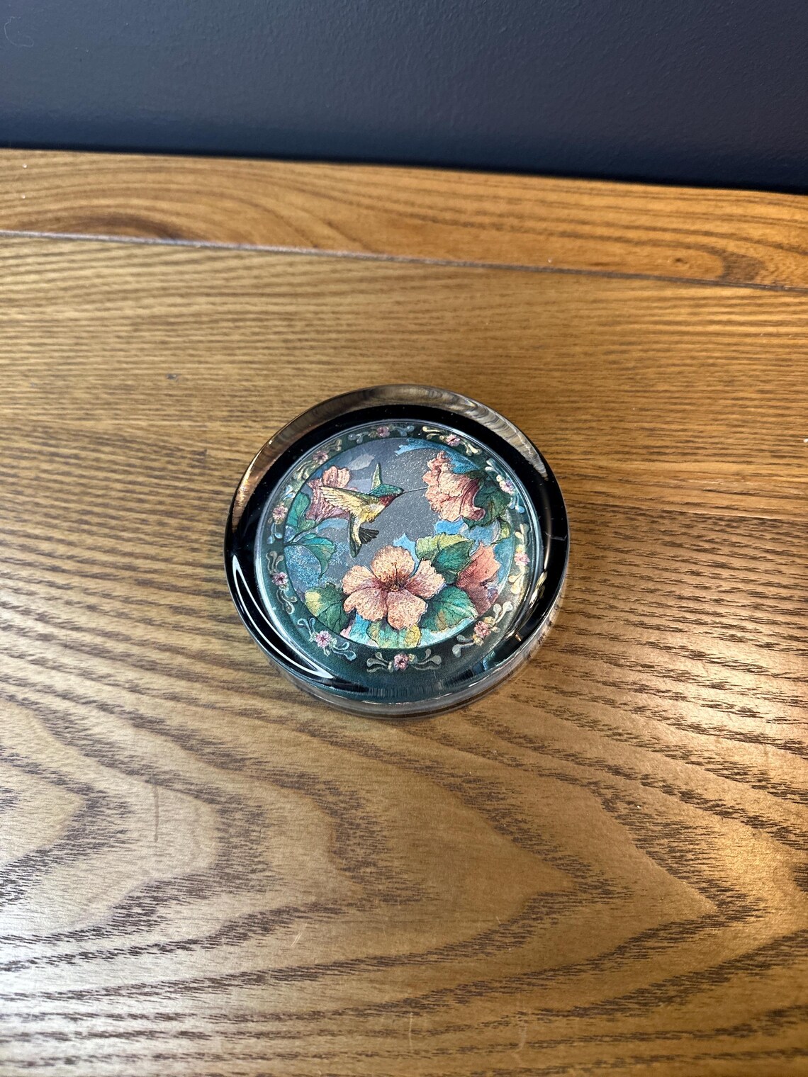 Vintage 1994 Glass Paperweight With Hummingbird and Flower Design ...