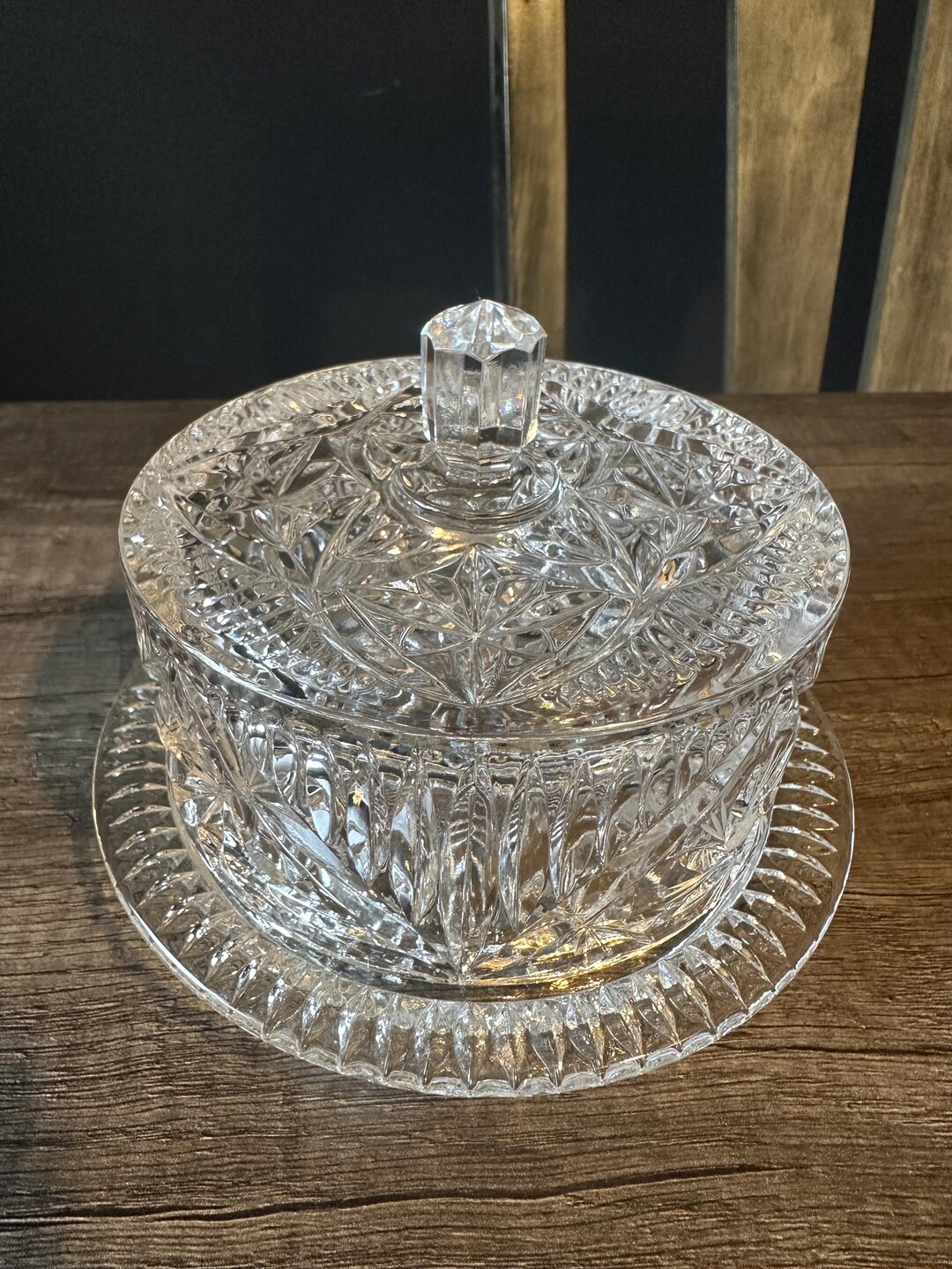 Vintage Hand-cut Crystal Brie Dish With Lid – Pinwheel Pattern - Etsy