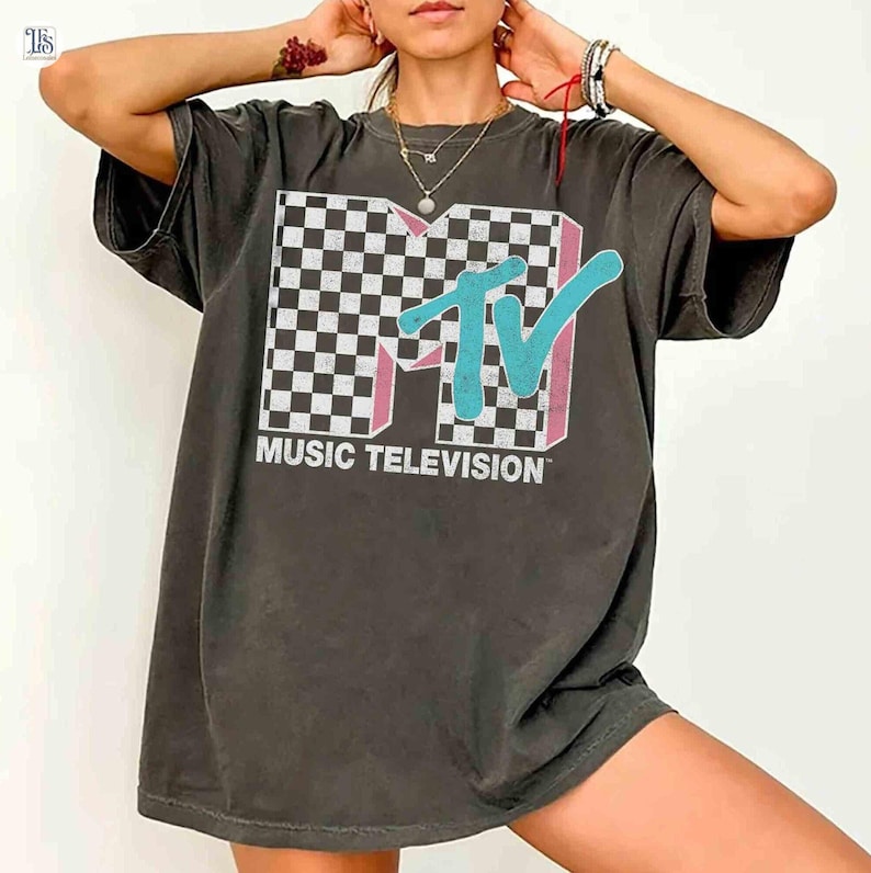 MTV Neon Distressed Checkered Logo Graphic Shirts, Vintage MTV Birthday ...