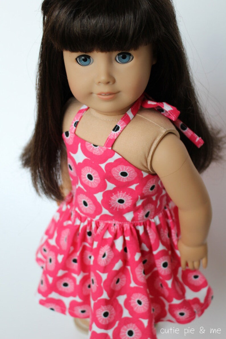 Heat Wave Halter Dress in Fun Big Floral Print for 18" Dolls - Etsy