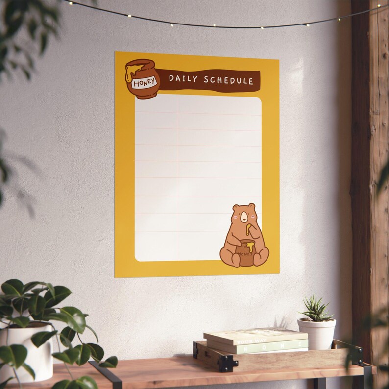 Honey Bear Daily Schedule Poster | Boho Neutral Wall Art | Nursery or ...