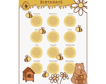 Honey Bear Daily Schedule Poster Boho Neutral Wall Art Nursery or ...