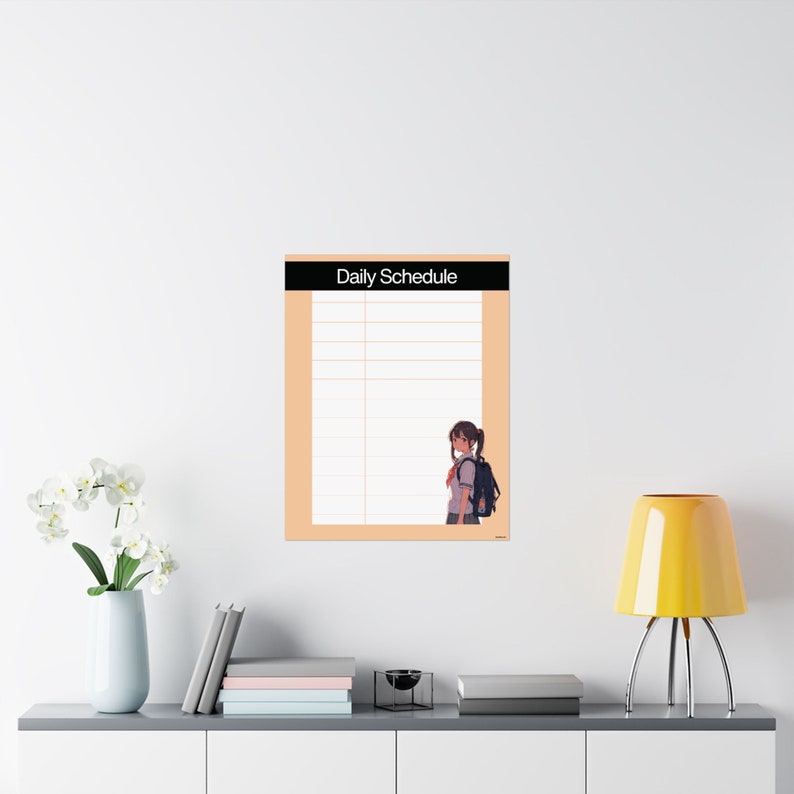Anime Daily Schedule Poster | Neutral Wall Art | Nursery or Classroom ...