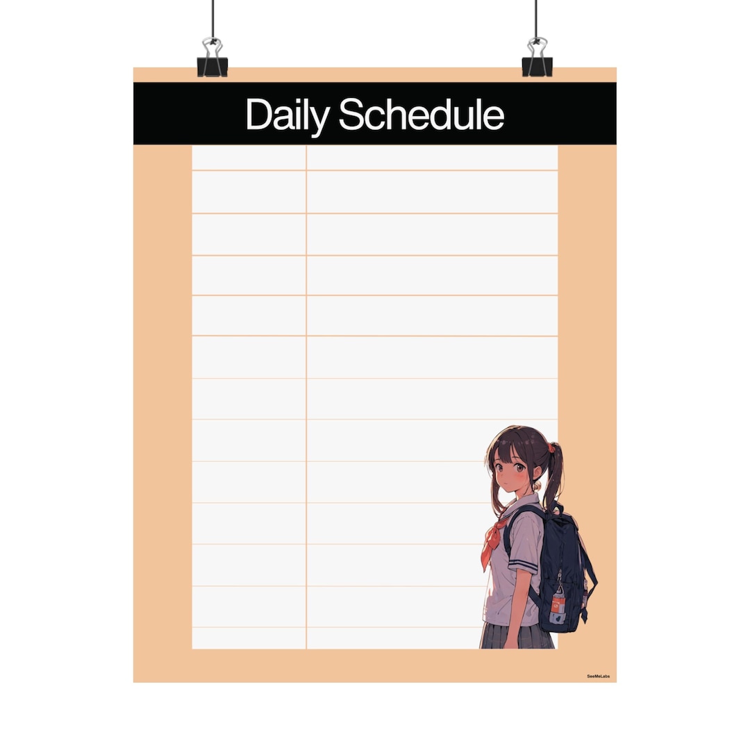 Anime Daily Schedule Poster | Neutral Wall Art | Nursery or Classroom ...