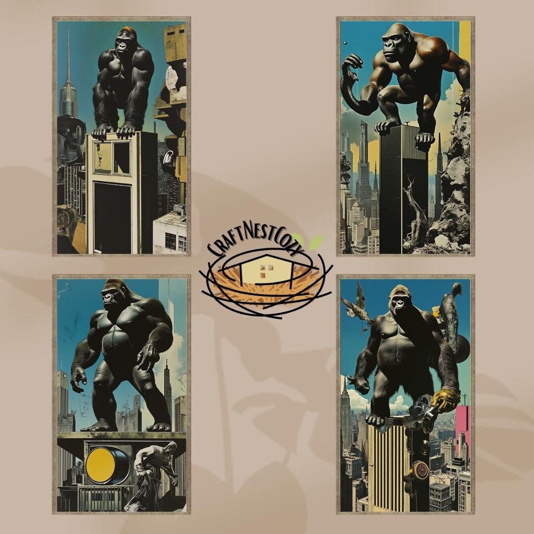 Silverback Gorilla Under Rainbow Moons: Surrealist Art | Pop-art ...