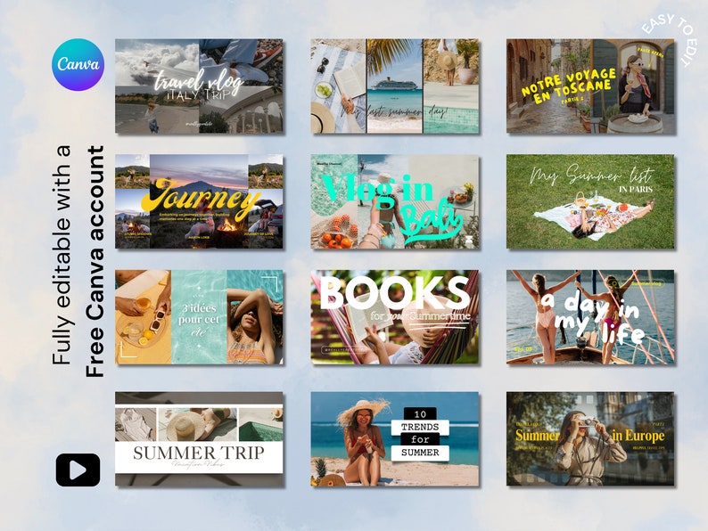 Canva Youtube Thumbnail Templates, Youtube Templates for Influencers ...