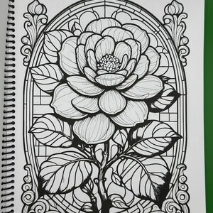 Glass Garden: A Whimsical Stained Glass Floral Coloring Book for All ...