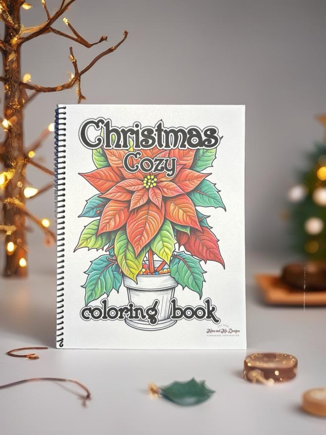 Christmas Themed Coloring Book, Adult and Child Christmas Themed ...