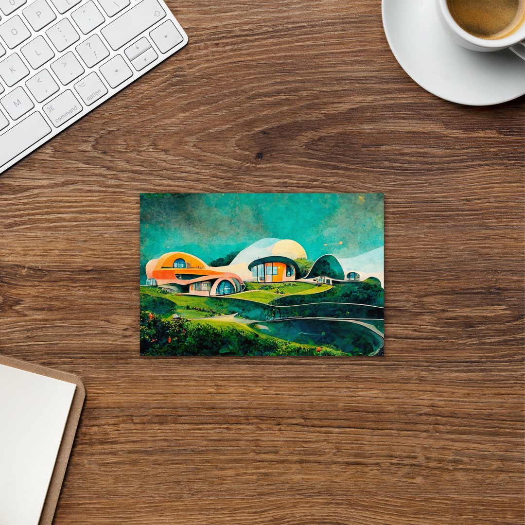 The Villa: Utopian Retro-futuristic City Mid Century Modern Postcard - Etsy