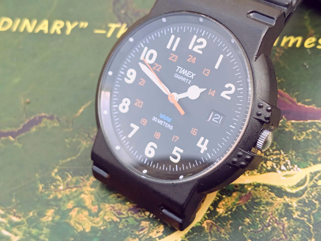 Vintage Timex Quartz Watch • Black Max Sportsquartz 59951, Luminous ...