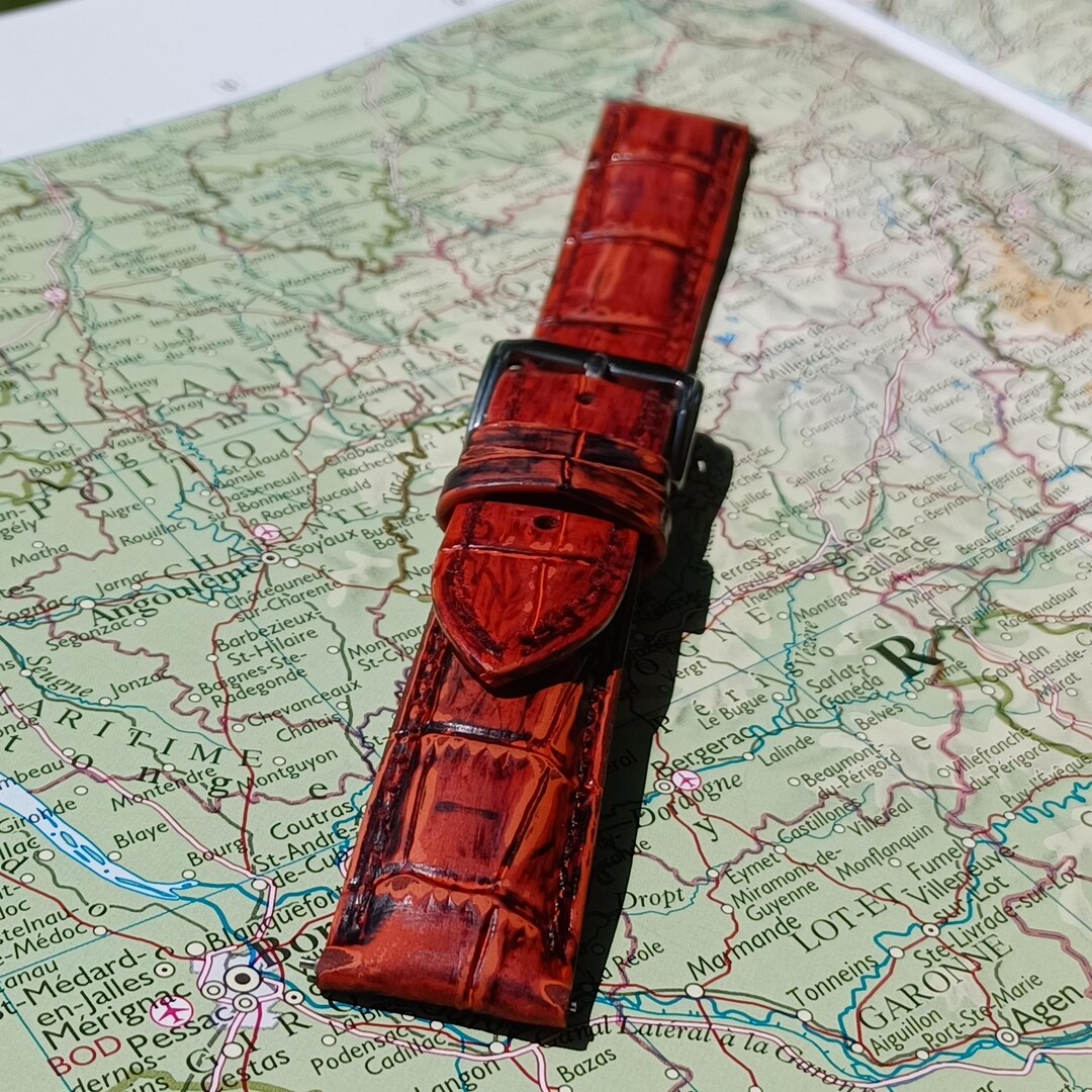 Distressed Red and Black 19mm Quick Release Leather Watch Strap - Etsy