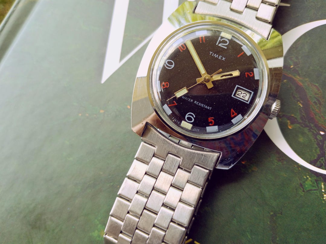 1972 Timex Sprite 23670 2572 Mechanical Wind Watch – Black Dial With ...