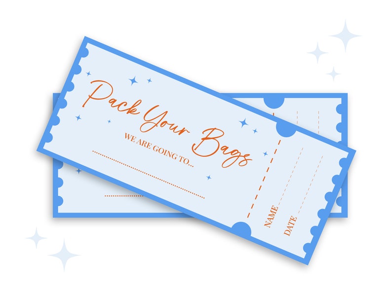 Pack Your Bags Printable Surprise Trip Ticket, Boarding Pass, Instant ...