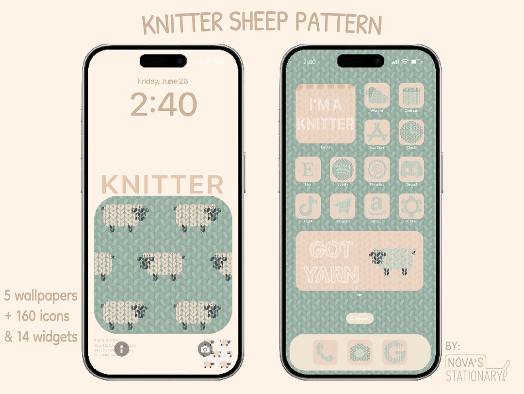 Sheep Knit Pattern Ios Icons Pack, Android Theme, Minimalist, Widgets ...