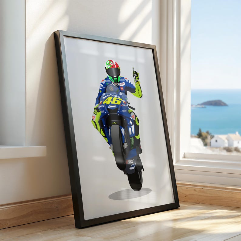 Valentino Rossi Poster, Minimalist Art Poster, Wall Art, Home Decor ...