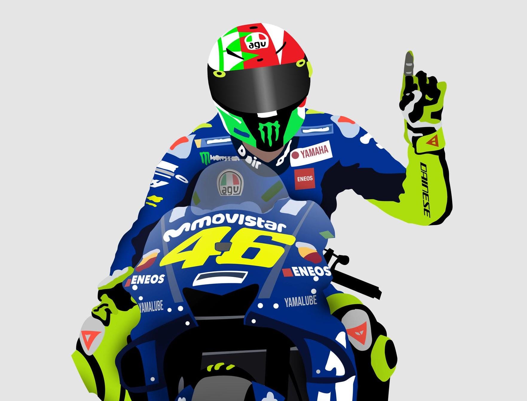Valentino Rossi Poster, Minimalist Art Poster, Wall Art, Home Decor ...