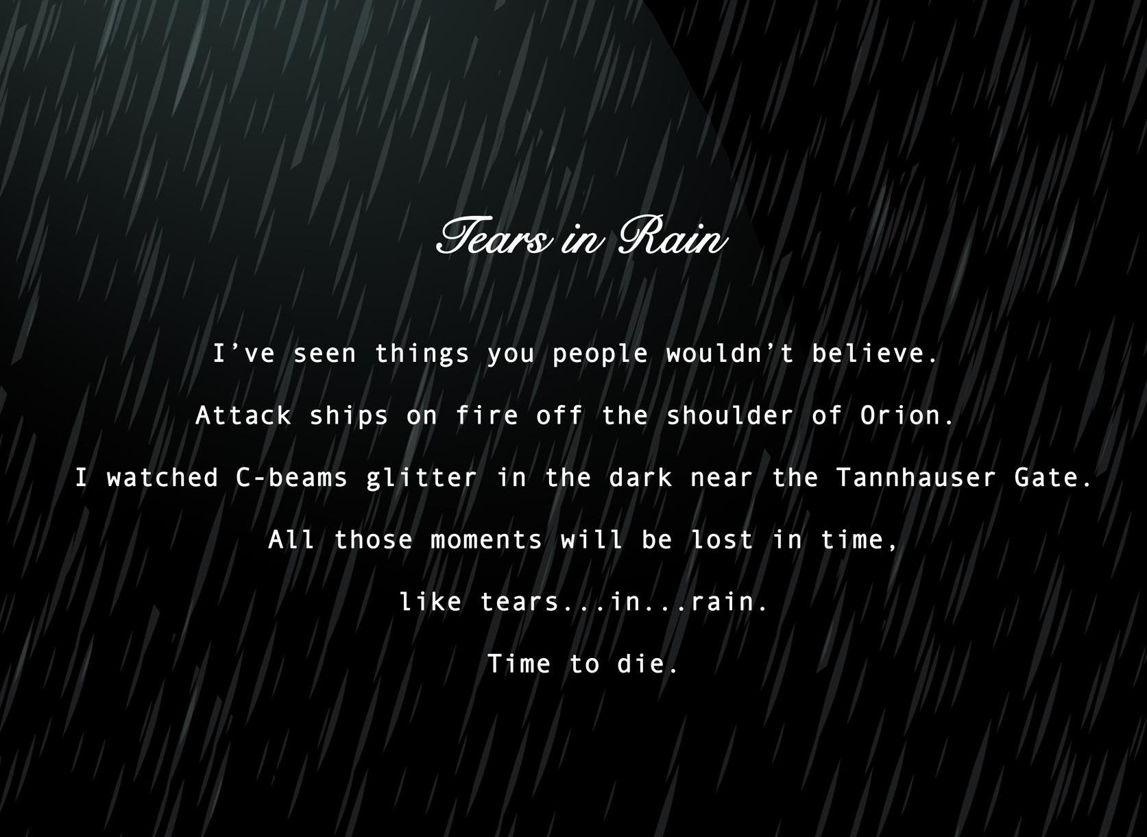 Tears in Rain Poster, Bladerunner Poster, Minimalist Design Poster ...