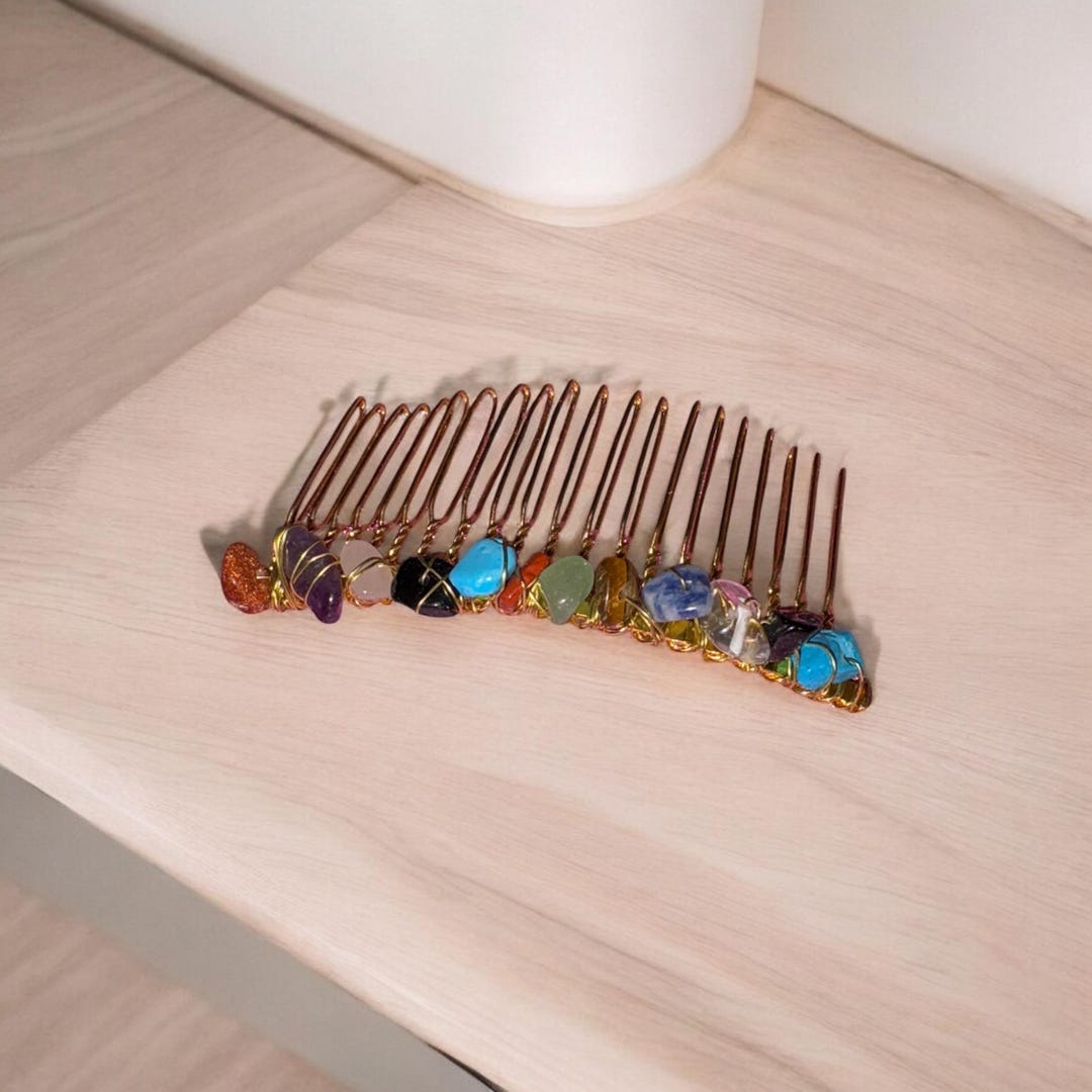 Beaded Gemstone Hair Combs, Beaded Hair Combs, Hair Accessories ...