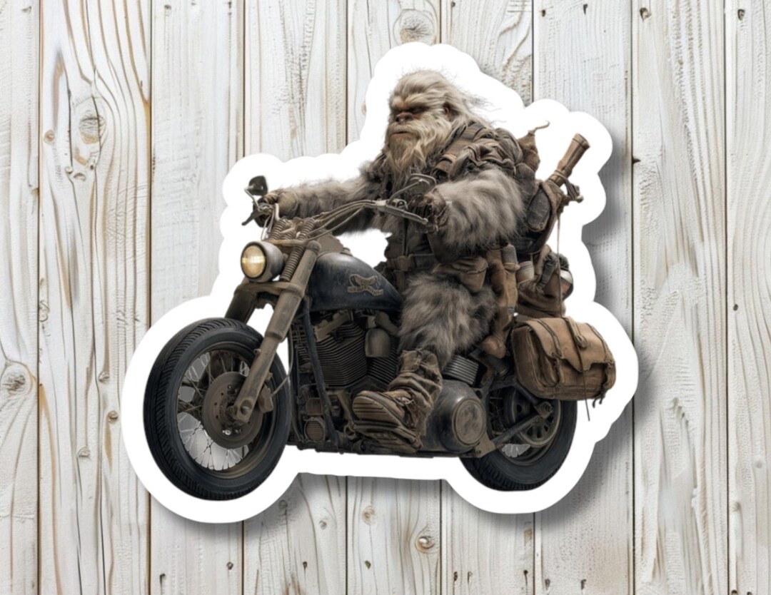 Bigfoot Riding Motorcycle Sticker – Sasquatch Vinyl Decal - Etsy
