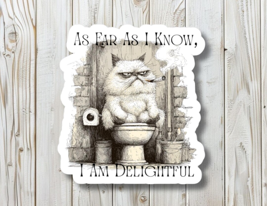 Grumpy Cat on Toilet Kiss-cut Vinyl Decal, Funny Bathroom Sticker "i Am ...