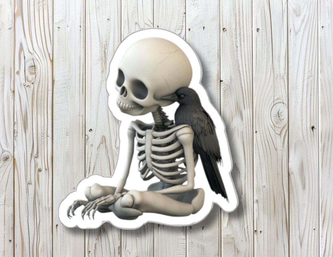 Skeleton Crow Whisper Sticker, Gothic Halloween Decor - Etsy