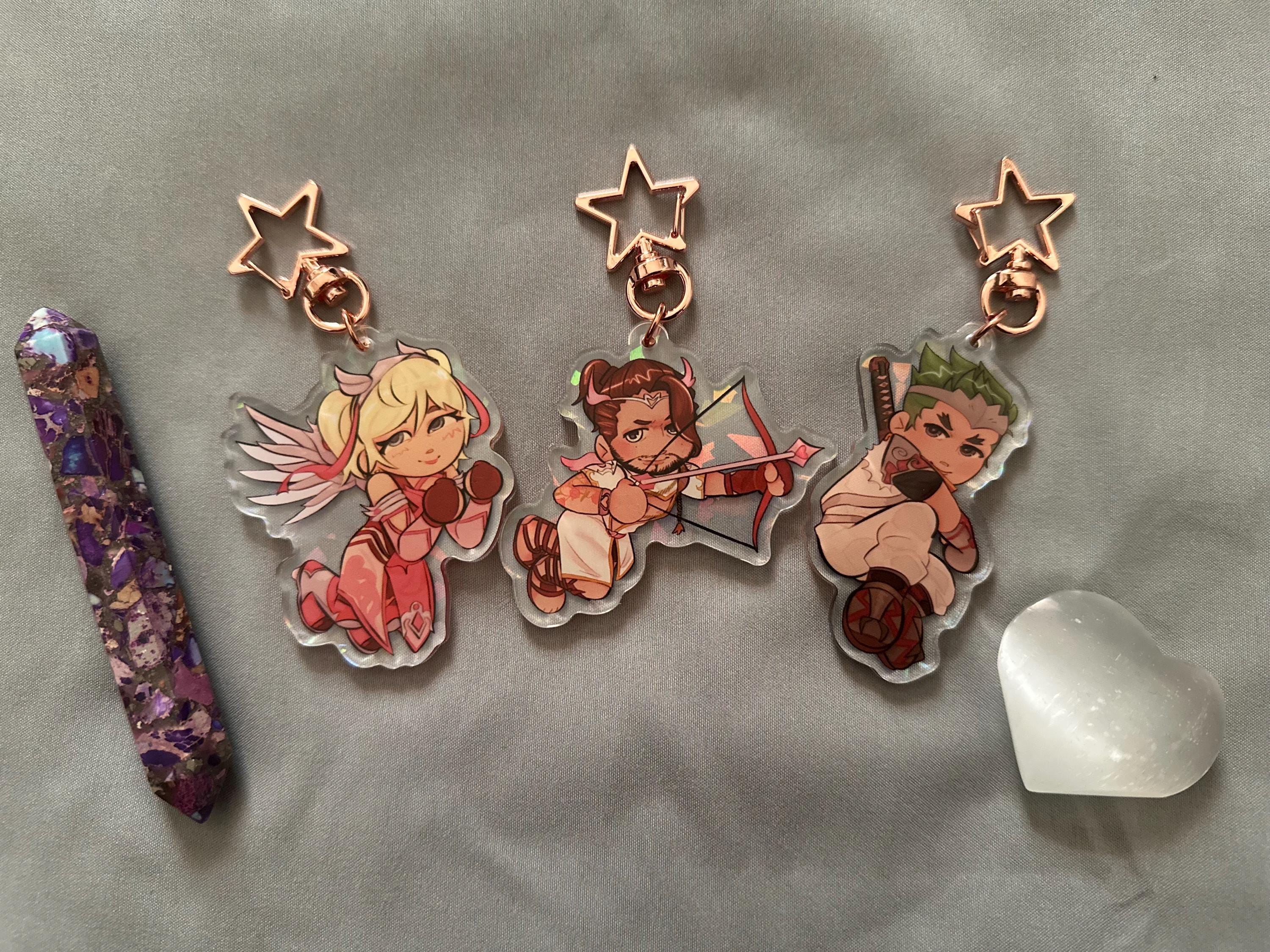 2.5 Inch Overwatch 2 Mercy, Genji, Hanzo Keychain Charms - Etsy
