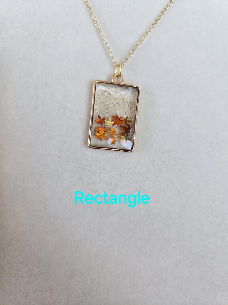 Fall Leaf Glitter Pendant, Gold Tone Metal Setting - Etsy