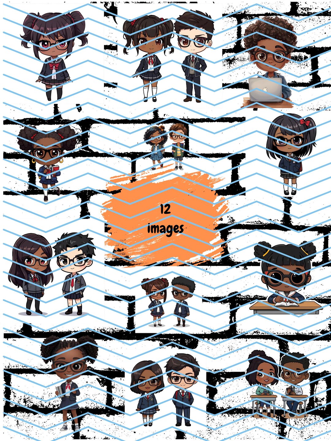 Nerdy School Kids Chibi Digital Clip Art - Digital File - Etsy