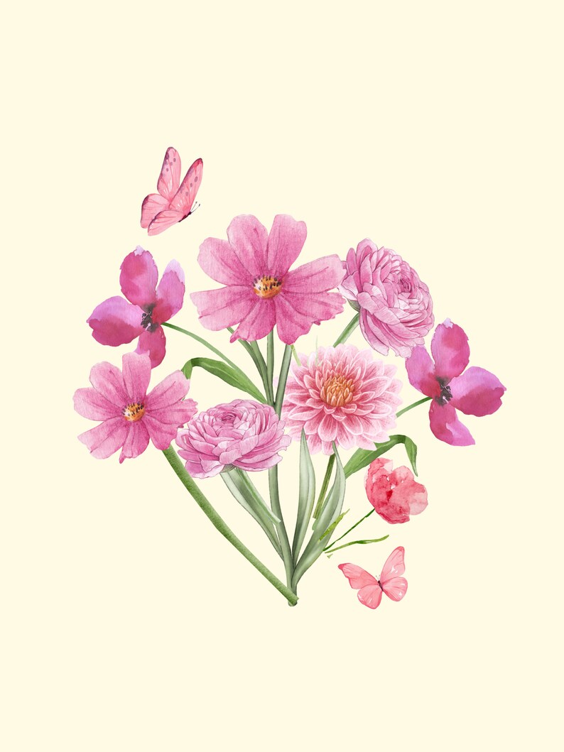 Pink Spring Bouquet: Digital Print Download - Etsy