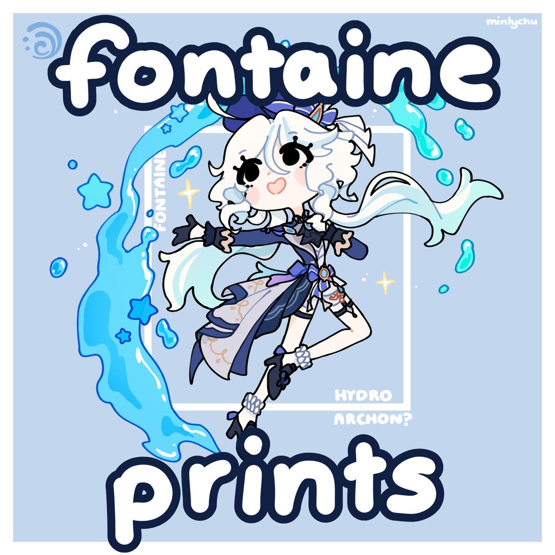 Genshin Impact Fontaine Character Customisable Print Collection - Etsy