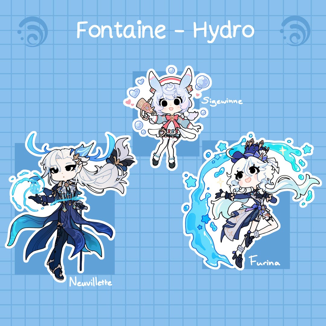 Genshin Impact Fontaine Natlan Sticker Collection Lynette Lyney ...