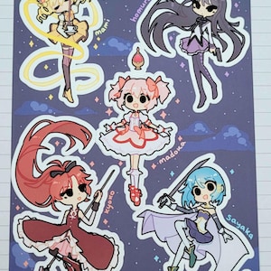 Puella Magi Madoka Magica Sticker Sheet, Cute Anime Stickers, Madoka ...
