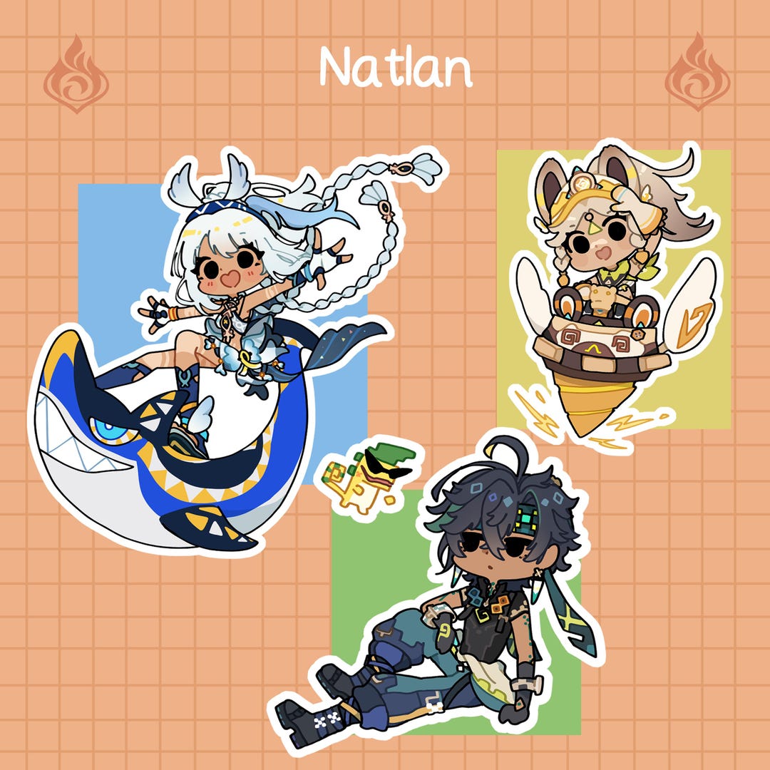 Genshin Impact Natlan Sticker Collection Mualani Kachina Kinich Ajaw ...