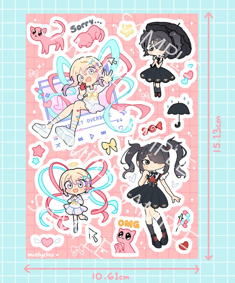 Needy Streamer Overload Kangel & Ame-chan Sticker Sheet - Etsy