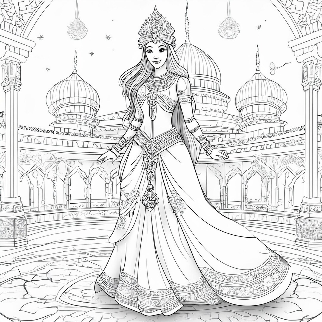 Princess Coloring Page, Coloring Page for Children. - Etsy