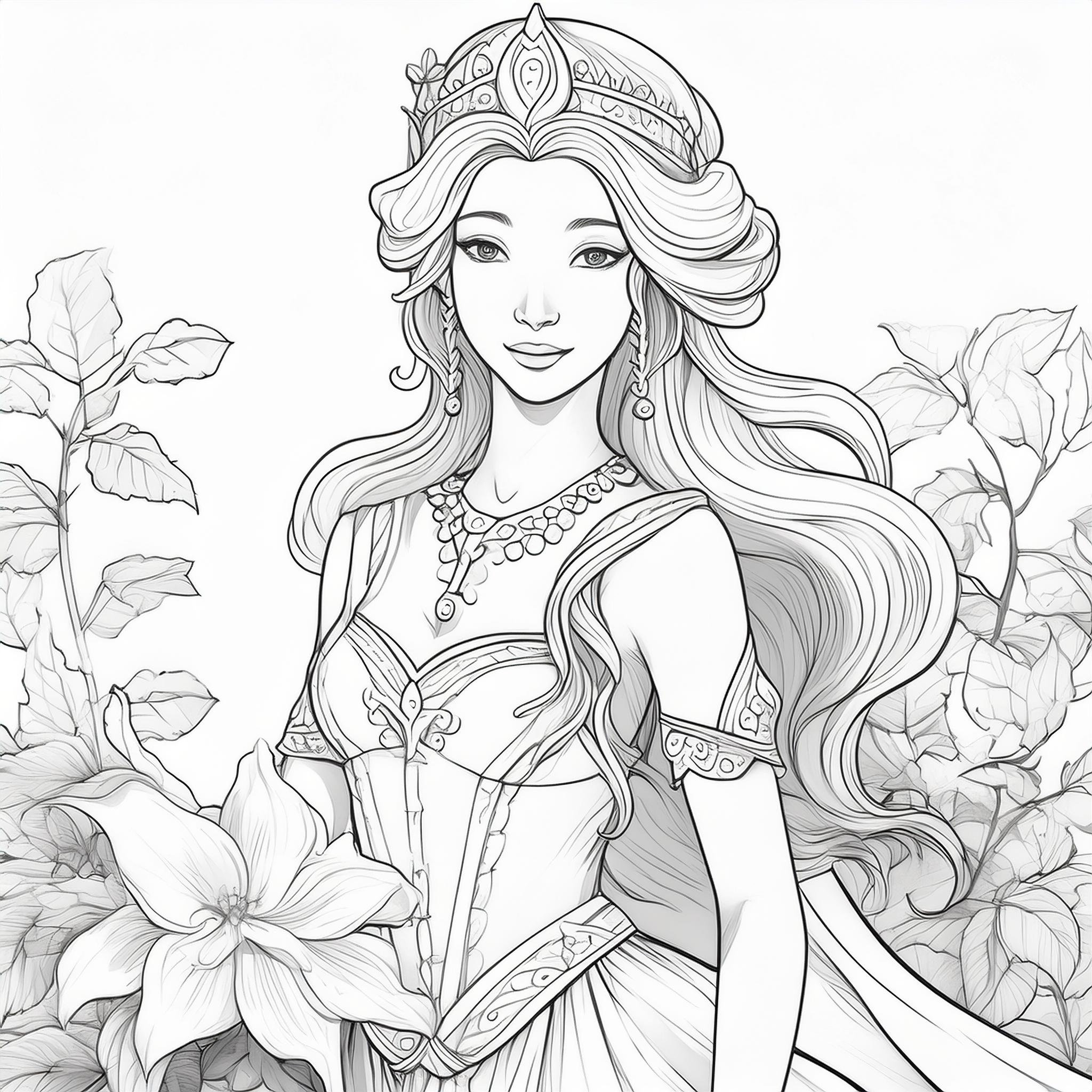 Princess Coloring Page, Coloring Page for Children. - Etsy