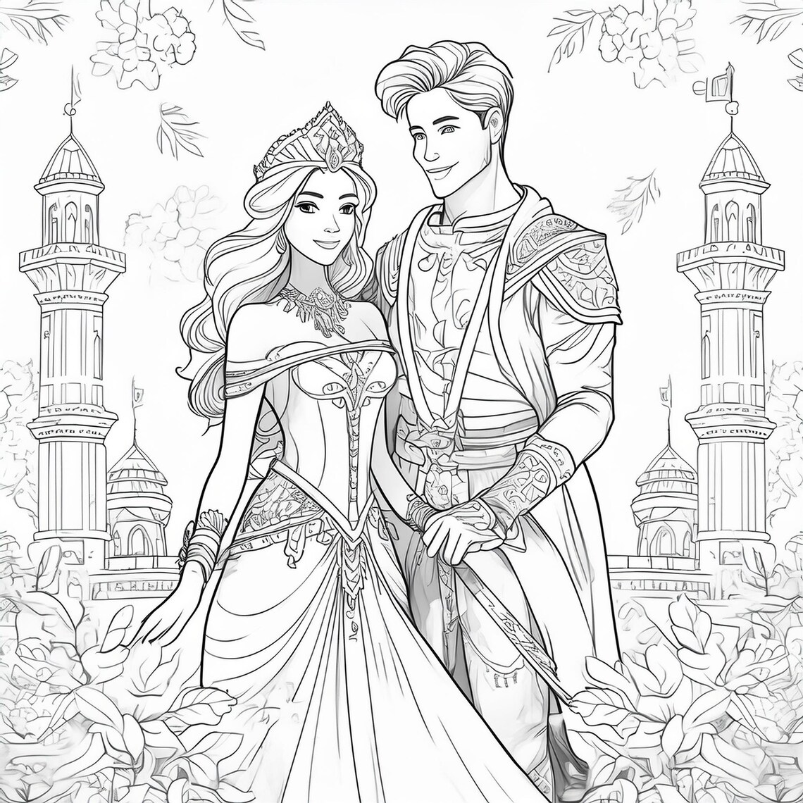 Princess Coloring Page, Coloring Page for Children. - Etsy